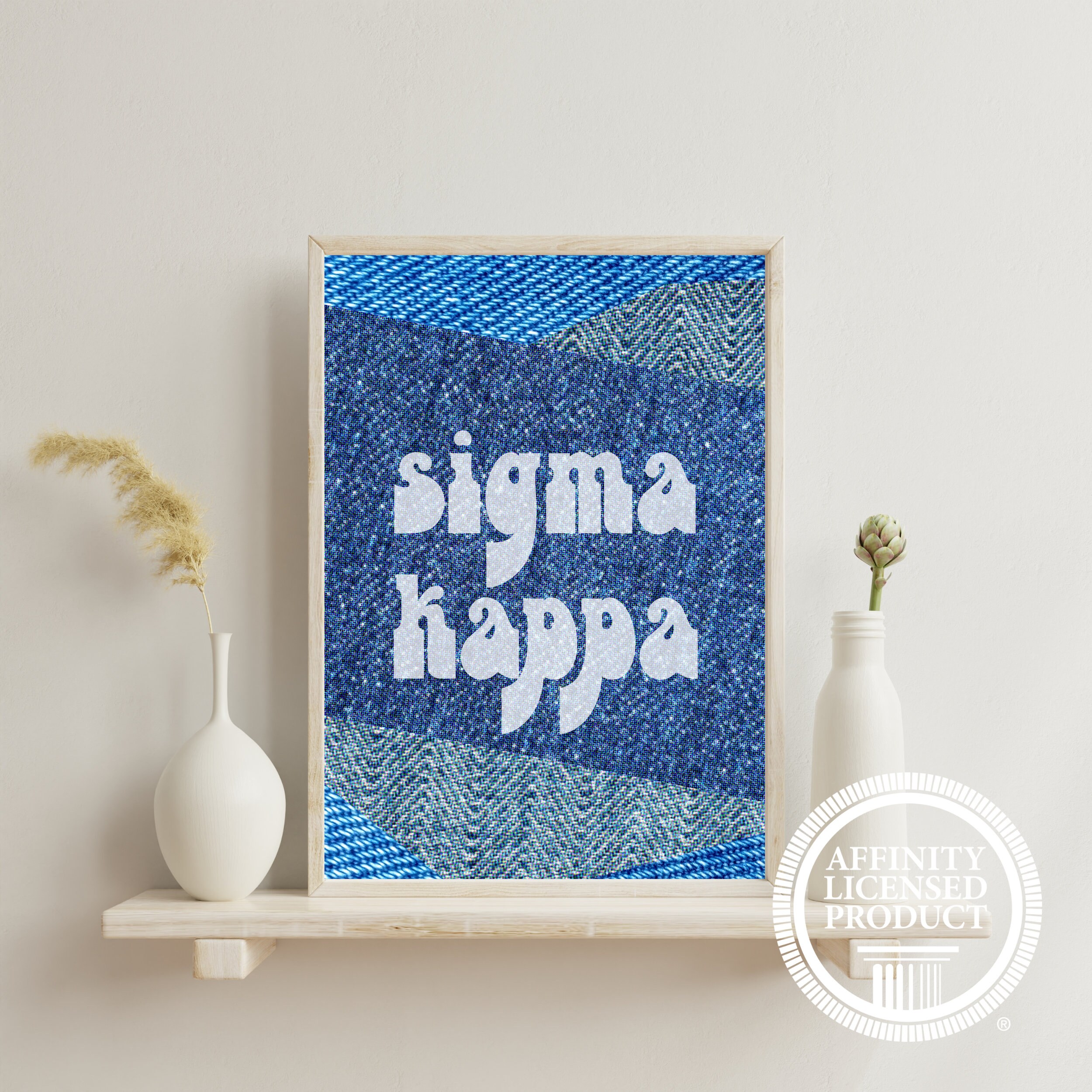 Sigma Kappa Poster Set - Set of 3, Custom Sigma Kappa Print Set, Denim ...