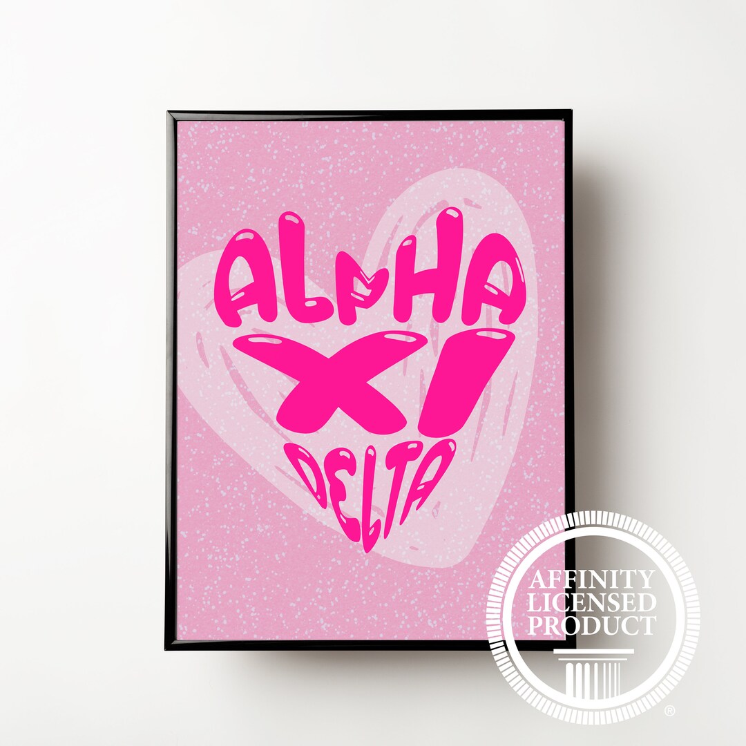 Custom Alpha Xi Delta Poster - Pink Glitter Alpha Xi Delta Print, Cute ...