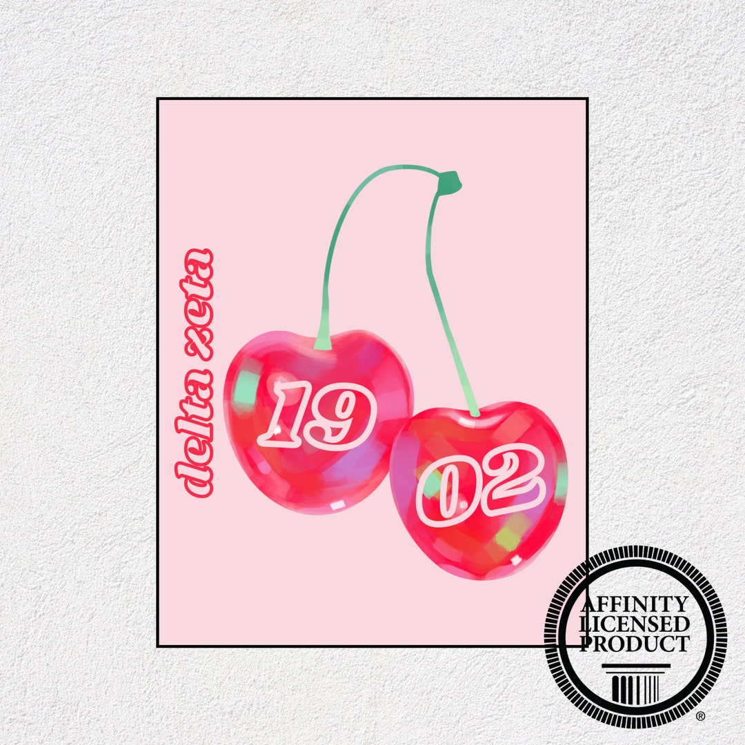 Delta Zeta Poster - Custom Delta Zeta Print, Cherry Delta Zeta Wall Art ...