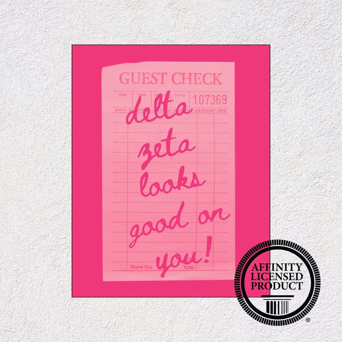 Delta Zeta Print Custom Delta Zeta Guest Check Poster, Trendy Delta ...
