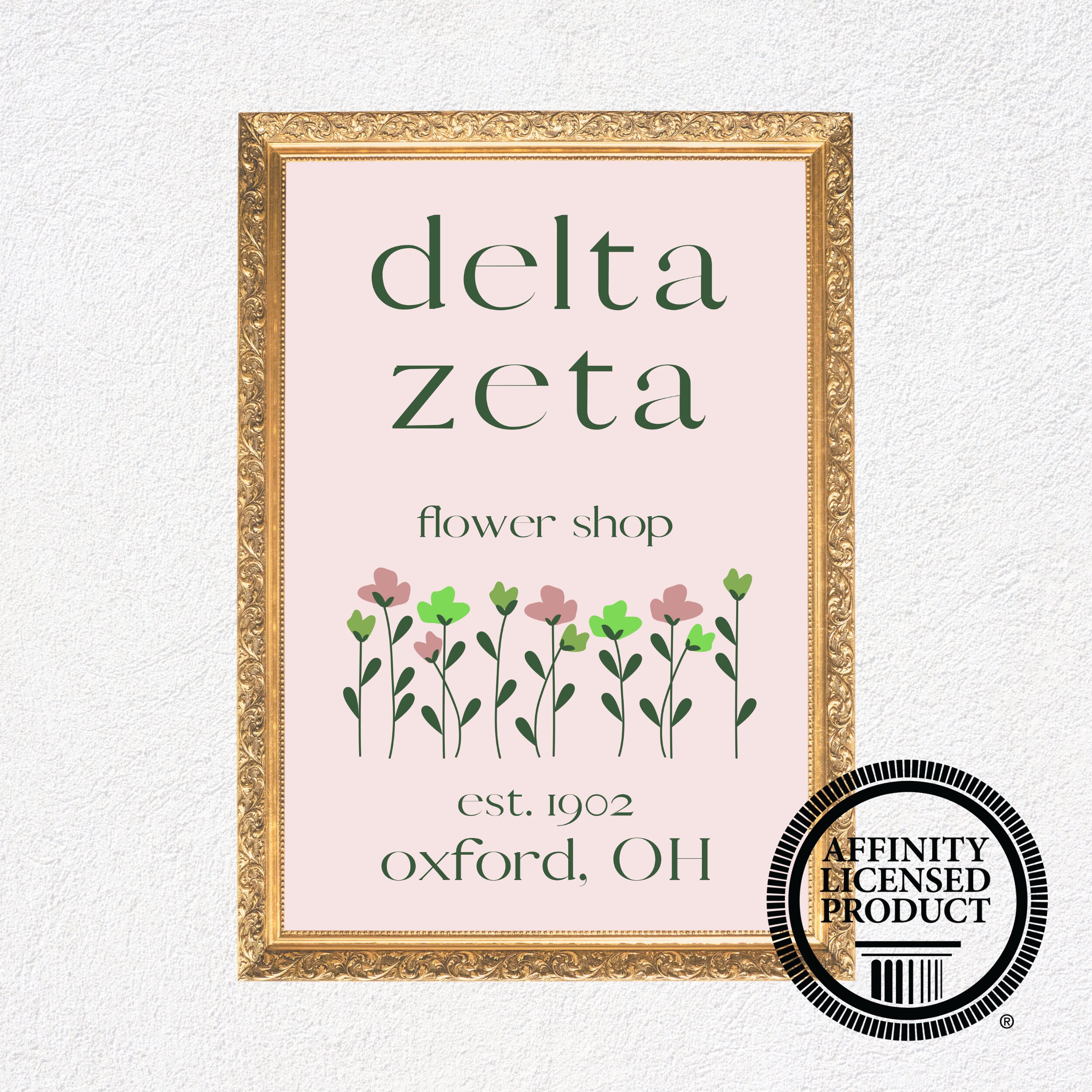 Delta Zeta Flower Shop Poster Custom Delta Zeta Print, Pink Delta Zeta ...