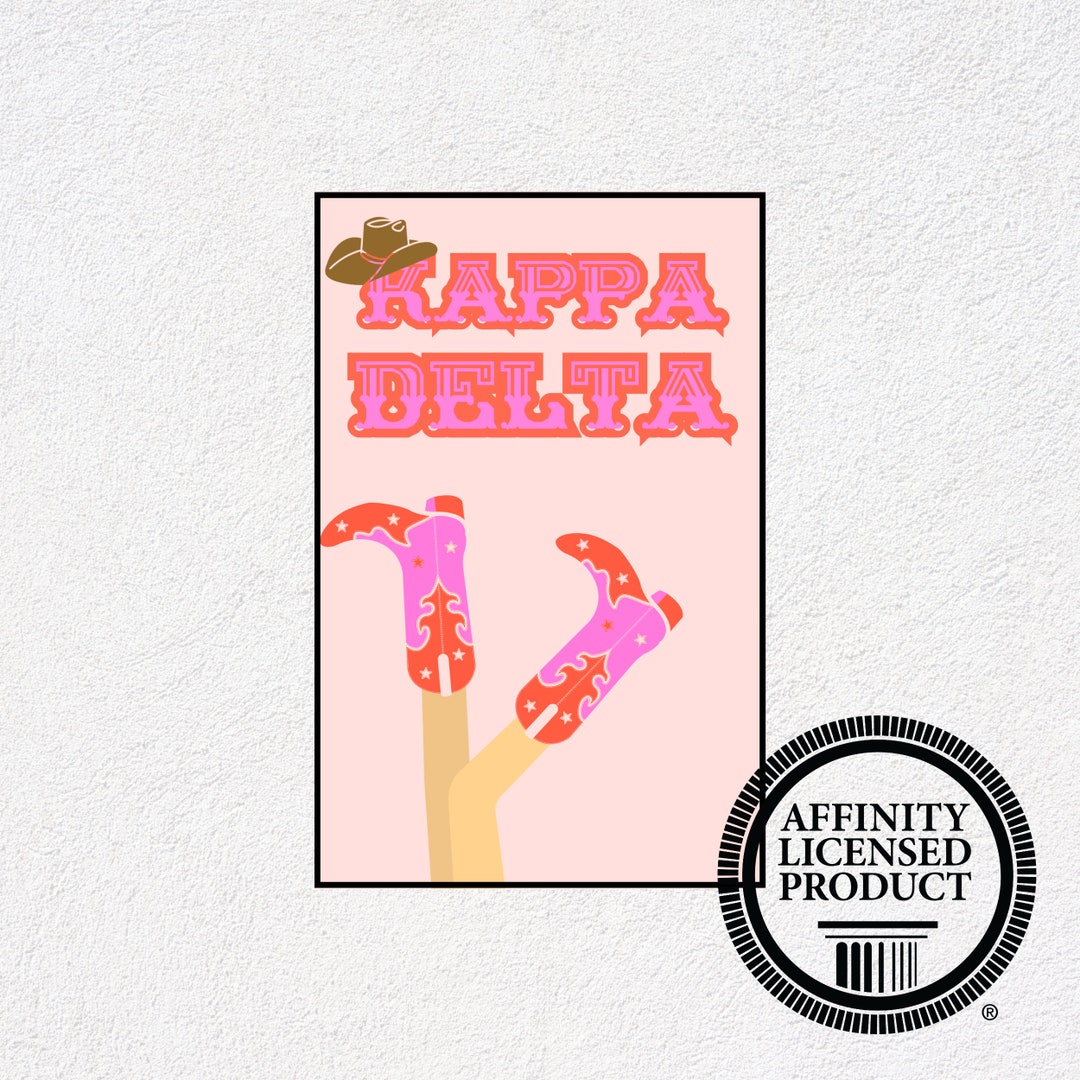 Kappa Delta Poster Pink Cowgirl Kappa Delta Print, Custom Kappa Delta ...