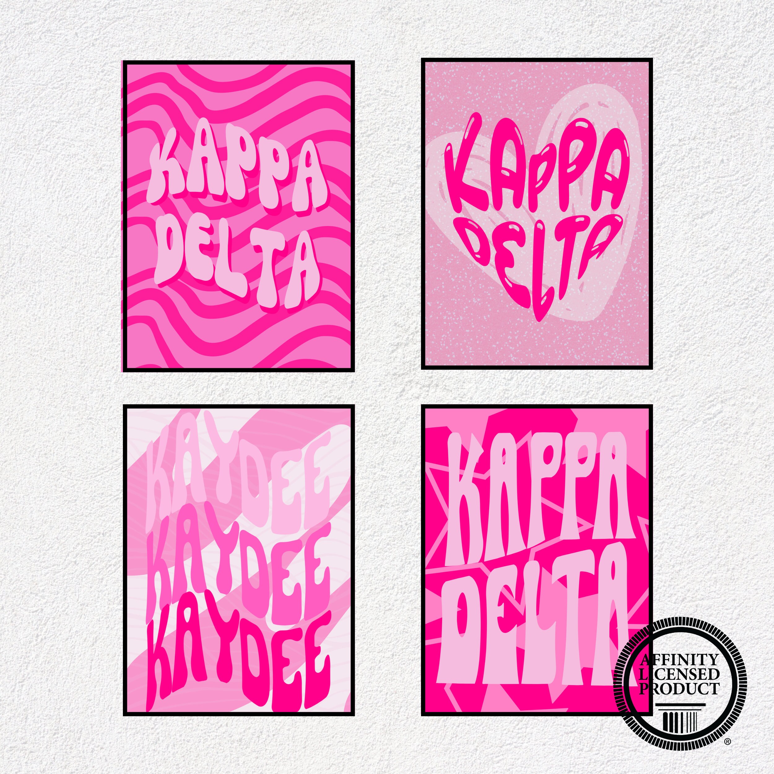 Kappa Delta Poster Set Set of 4, Custom Kappa Delta Prints, Pink Kappa ...