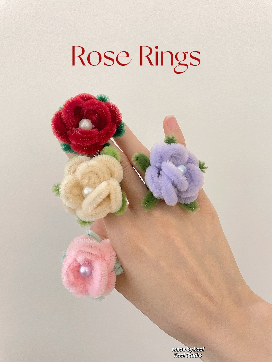 Vintage Rose Rings Made of Pipe Cleaners - Etsy
