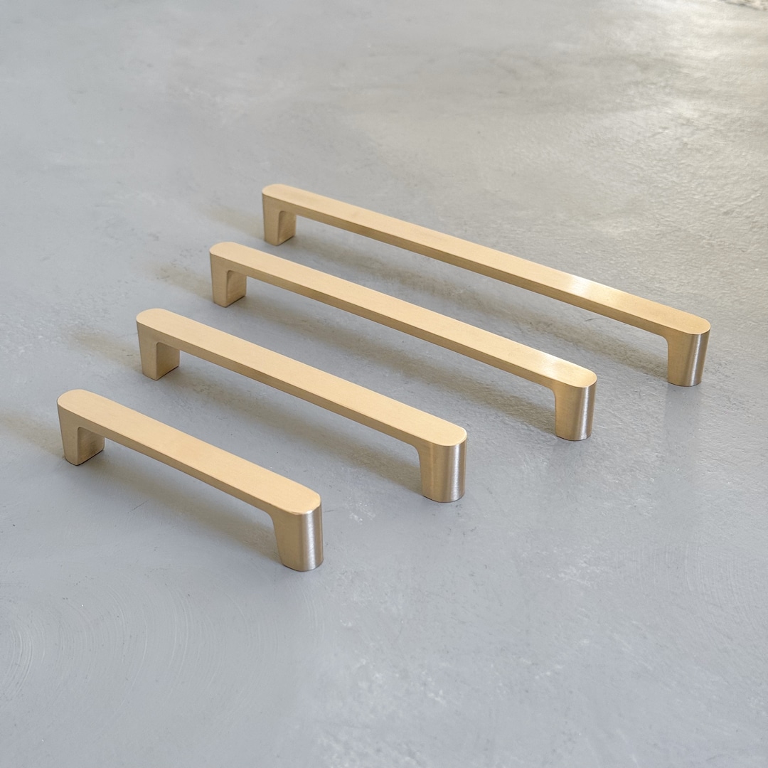 Solid Brass Handles CLARE Unlacquered Kitchen Cabinet Knobs Handle High ...