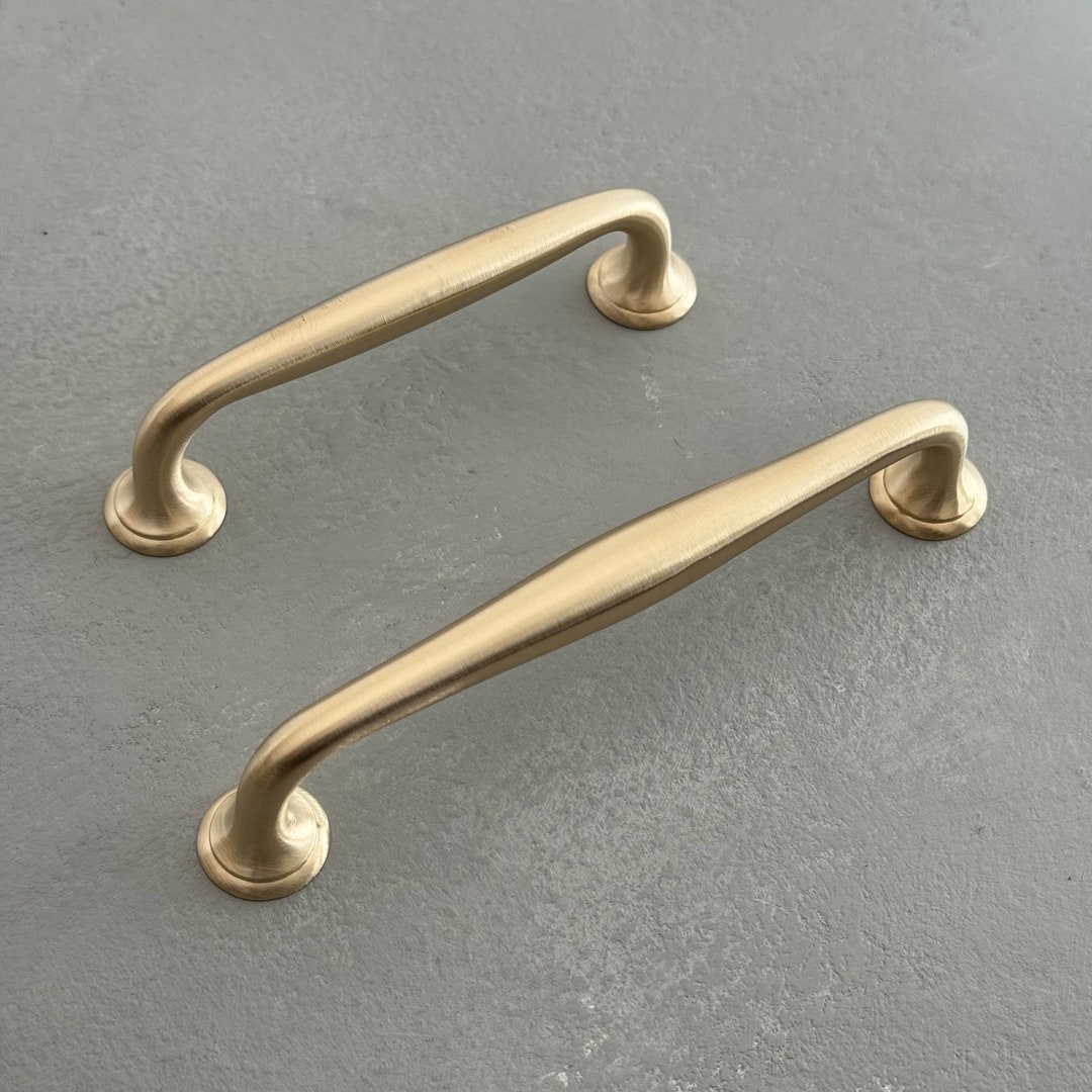 Unlacquered Brass AMBLE Retro Pull Handle for Kitchen Cabinets, Drawers ...