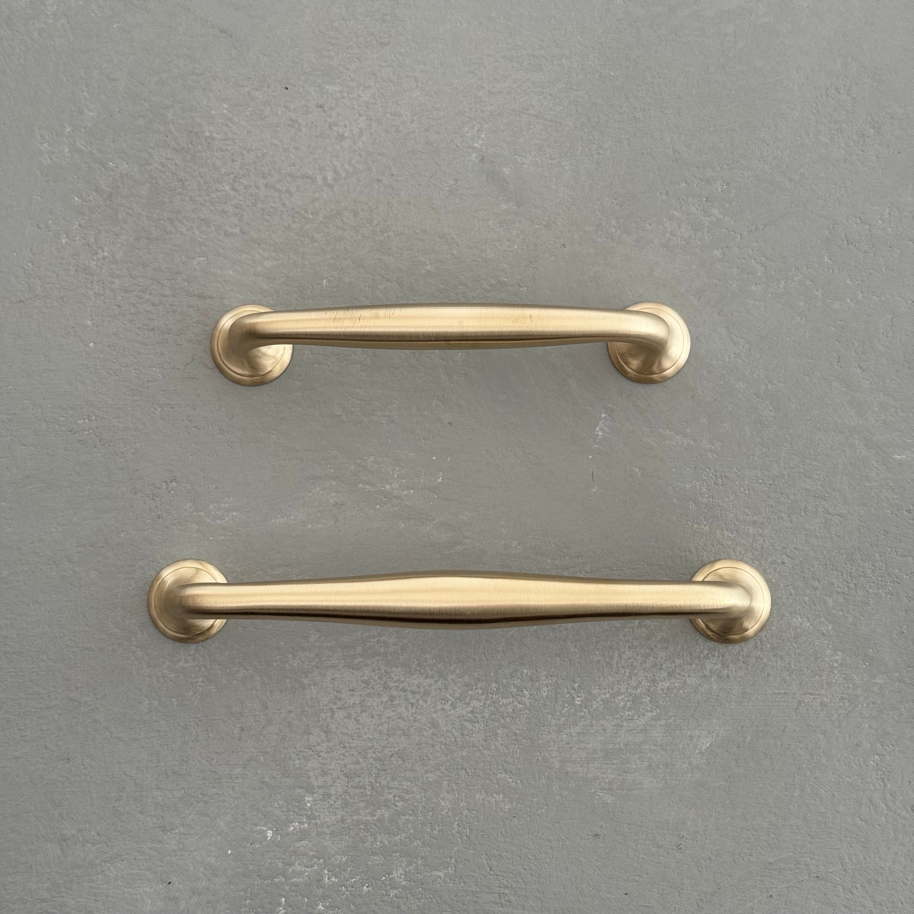 Unlacquered Brass AMBLE Retro Pull Handle for Kitchen Cabinets, Drawers ...