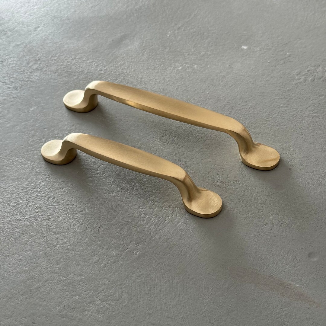 Unlacquered Brass MORLEY Handles for Kitchen Cabinets, Drawers ...