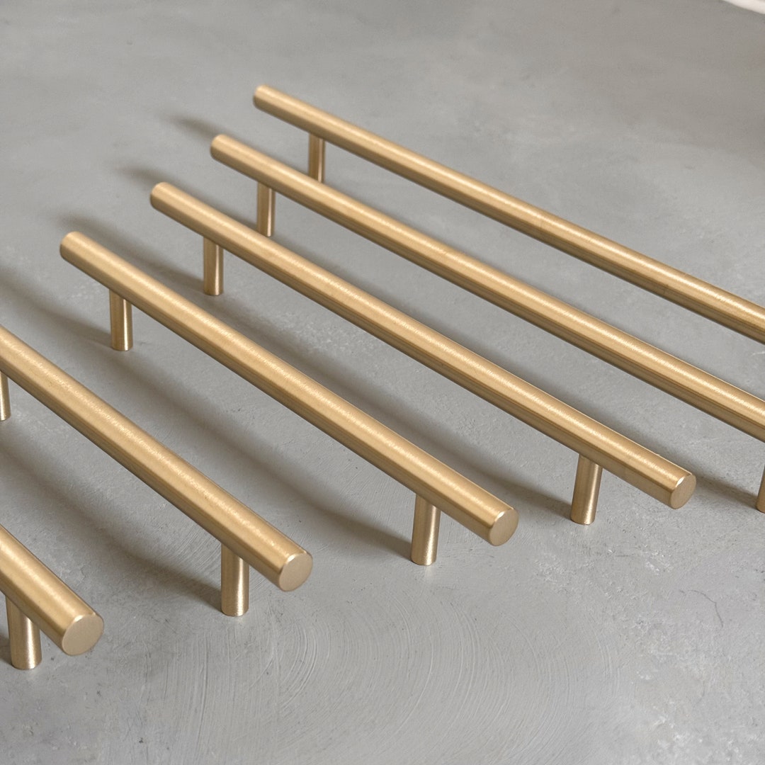 Solid Brass T Bar CAMDEN Handles: Unlacquered Kitchen Cabinet Hardware - Etsy