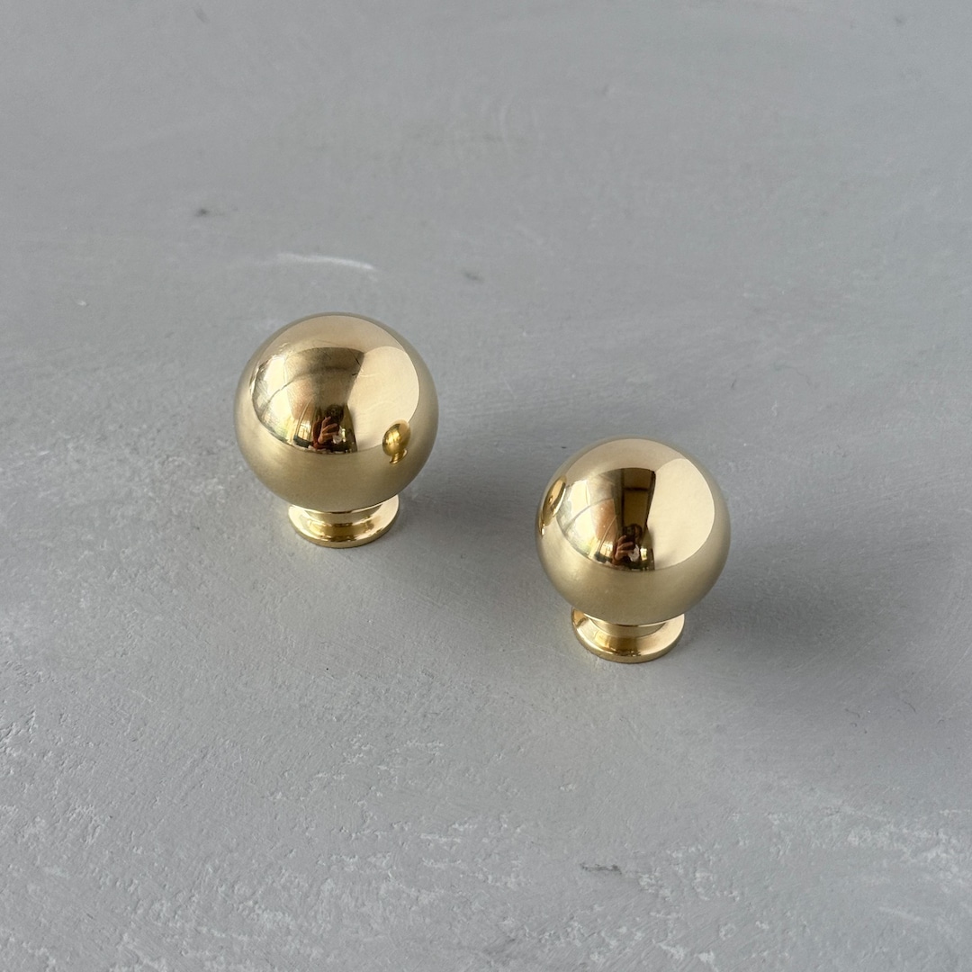 Unlacquered Solid Brass Round HEXLEY Knobs: Kitchen Cabinet Knobs - Etsy