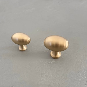 Unlacquered Solid Brass Oval EARBY Cabinet Knobs - Luxury Handles - Etsy