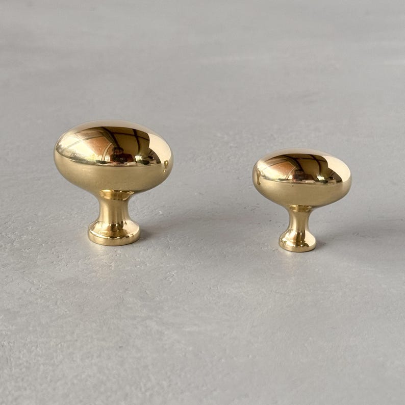 Unlacquered Solid Brass Oval EARBY Cabinet Knobs - Luxury Handles - Etsy