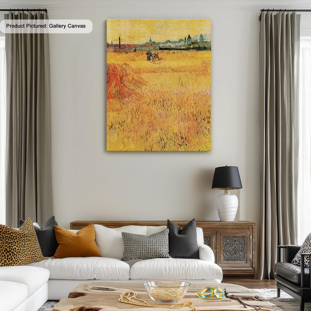 Vincent Van Gogh Wheat Field With View of Arles Painting Canvas, Poster ...
