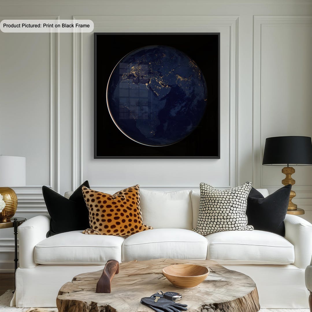 Earth at Night NASA Canvas/poster Art, City Lights Western Hemisphere ...