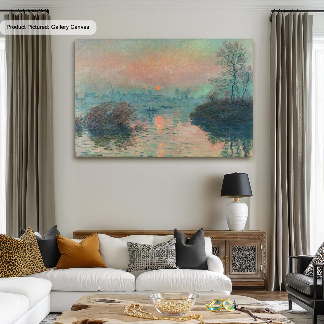 Claude Monet Sun Setting on the Seine at Lavacourt (1880) Canvas/poster ...