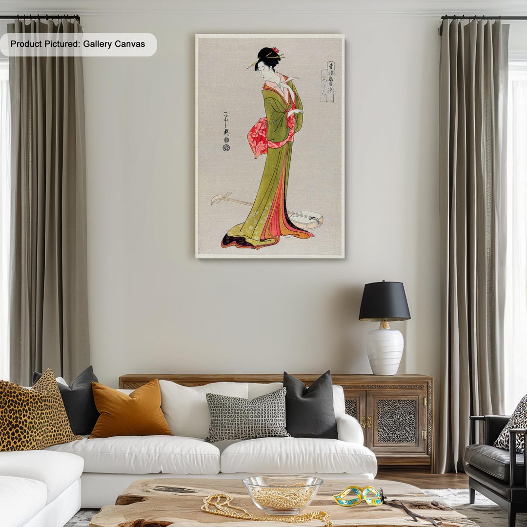 Eishi Hosoda the Geisha Itsutomi in Kimono 1756-1829 Famous Canvas ...