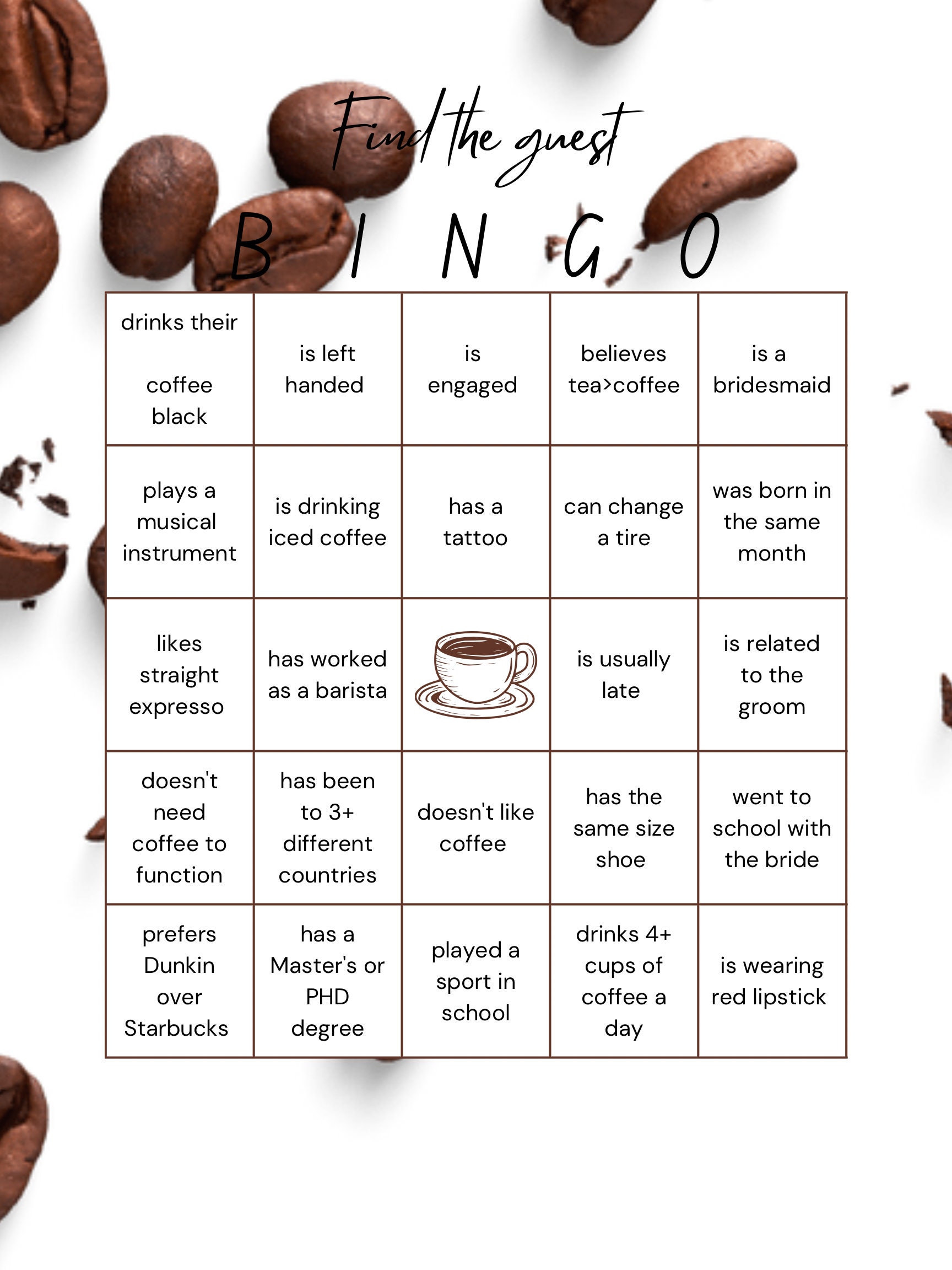 Coffee Themed Bridal Shower Games - Etsy