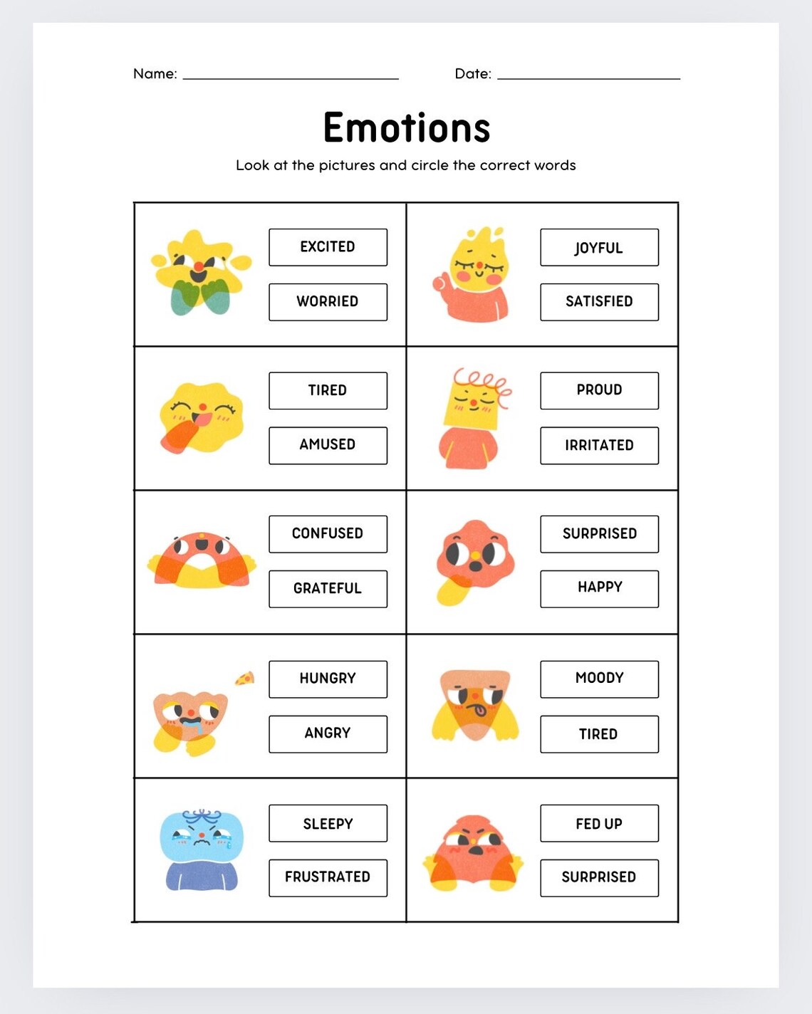 Emotional Regulation Worksheets - Etsy