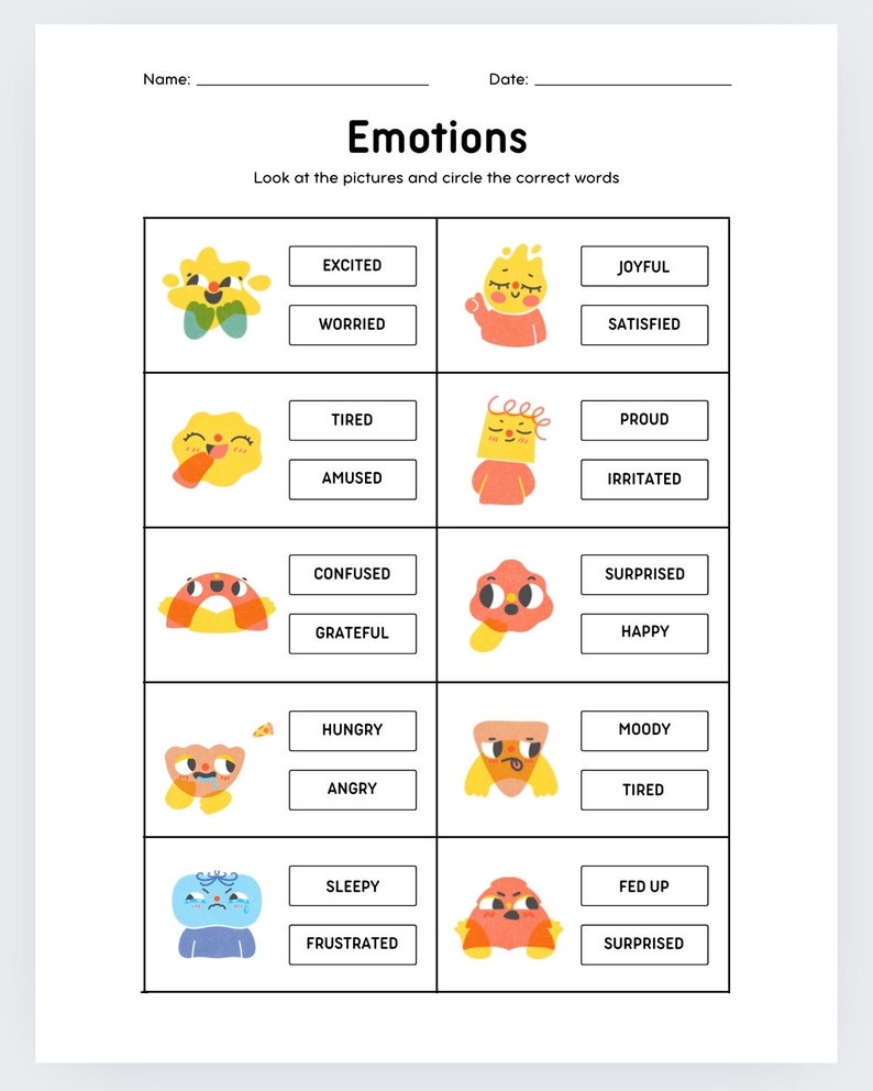 Emotional Regulation Worksheets - Etsy