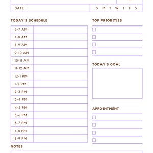 Minimalist Printable Daily Planner Hourly Planner Schedule Daily Time ...