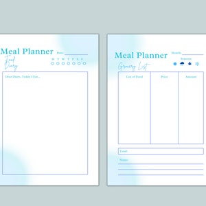 Meal and Grocery Planner, Food Journal, Meal Planner, Food Diary, Food ...