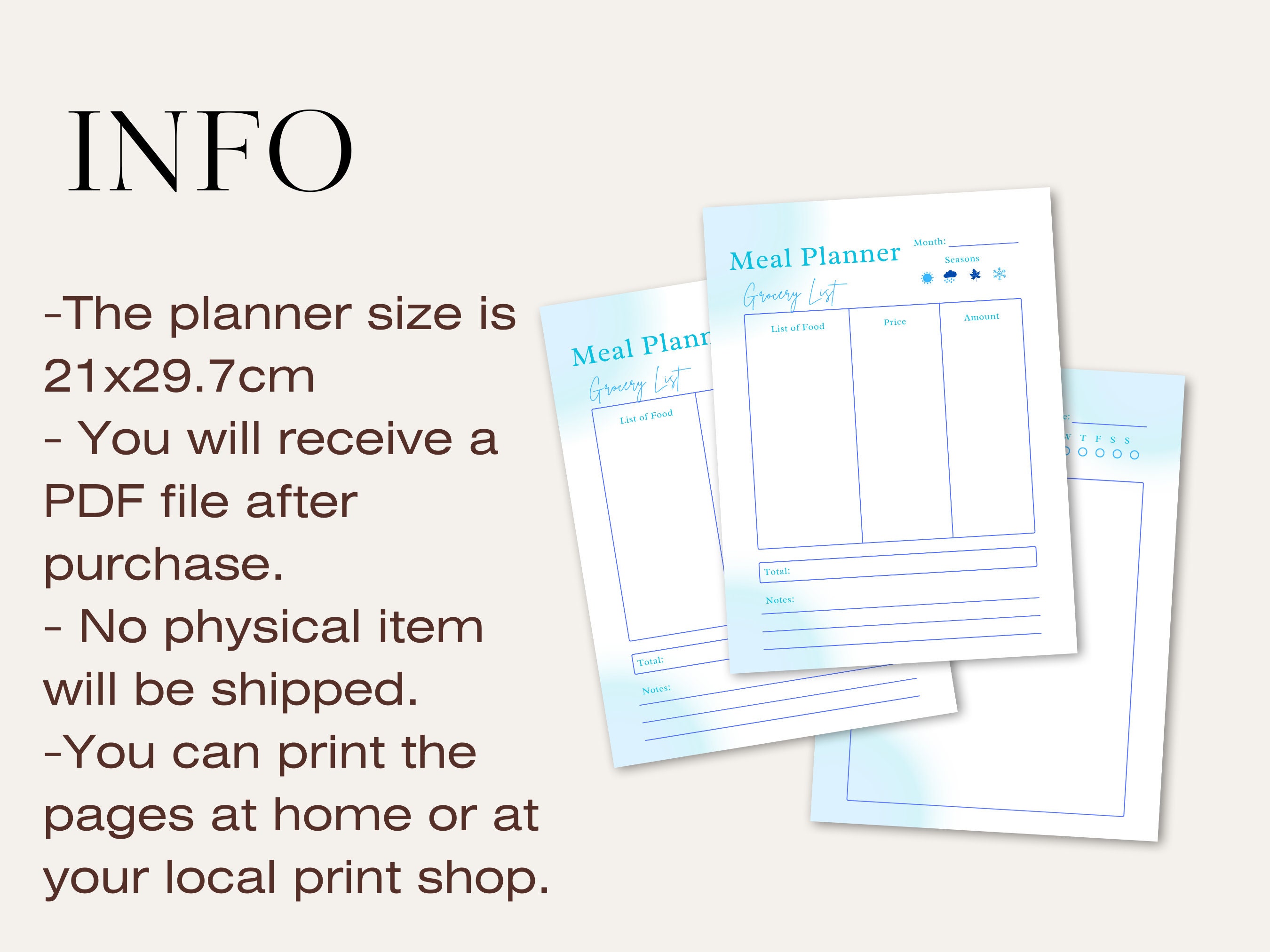 Meal and Grocery Planner, Food Journal, Meal Planner, Food Diary, Food ...