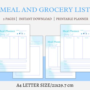Meal and Grocery Planner, Food Journal, Meal Planner, Food Diary, Food ...