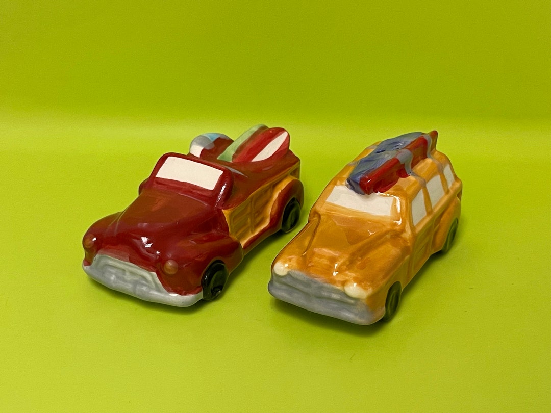 Vintage Woody Surfer Car Salt and Pepper Shakers, Woody Car Salt ...