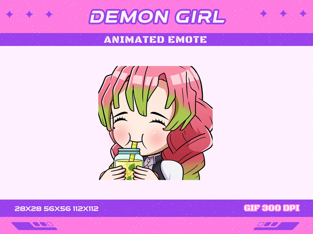 Drinking Demon Sexy Girl Animated Anime Emote, Drinking Demon Girl ...