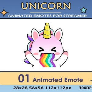 Spitting Rainbow Unicorn Animated Emote: Twitch/discord/youtube ...