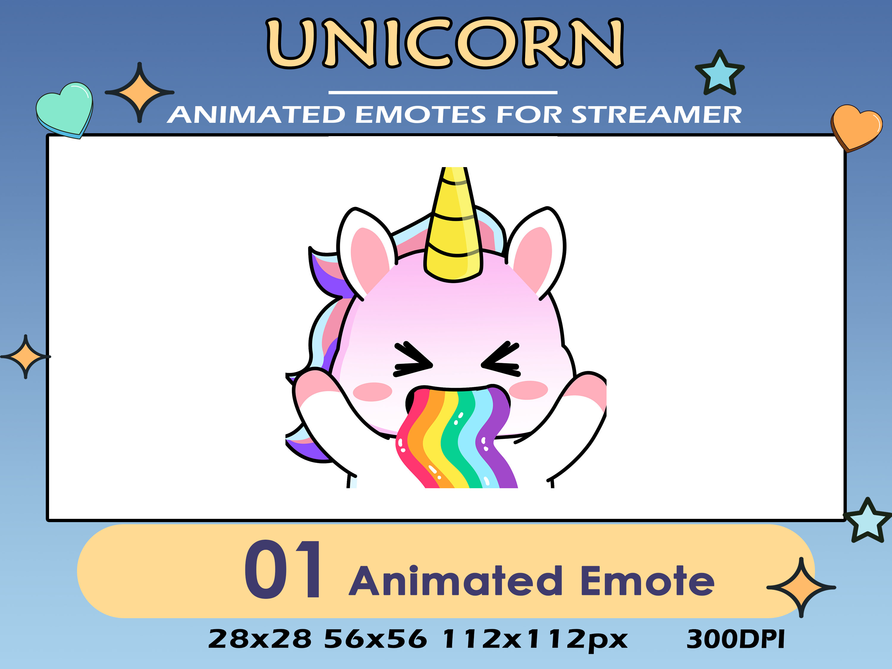 Spitting Rainbow Unicorn Animated Emote: Twitch/discord/youtube ...