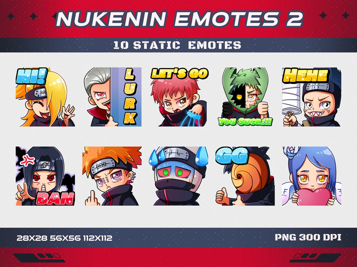10 Ninja Nuken Static Emotes Pack 2, Ninja Static 10 Nukenin Twitch ...