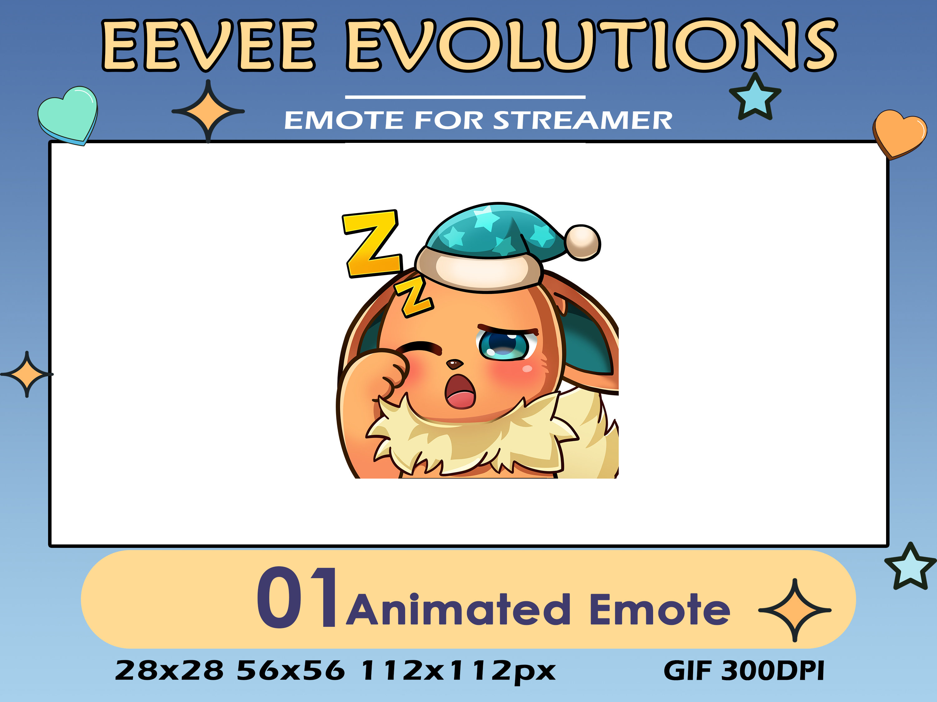 Sleep Flareon Pokemon Animated Emote, Animated Sleep Flareon Twitch ...