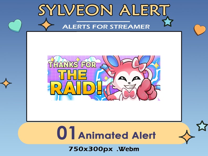 Sylveon Anime Twitch Animated Alert: Thanks for the Raid (webm) - Etsy