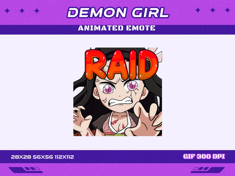 Raid Demon Fighter Girl Animated Anime Emote, Raid Anime Demon Girl ...
