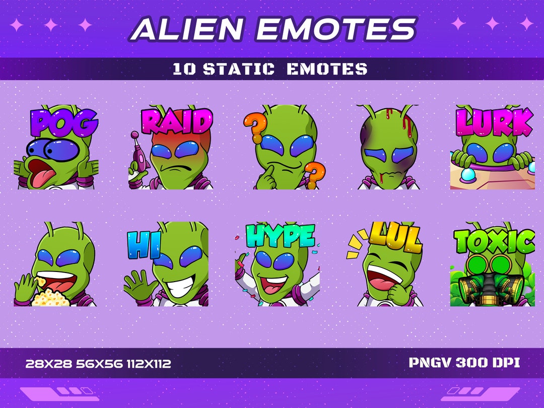 Alien Static Emotes: Twitch, Discord, Youtube, Kick (digital Download ...