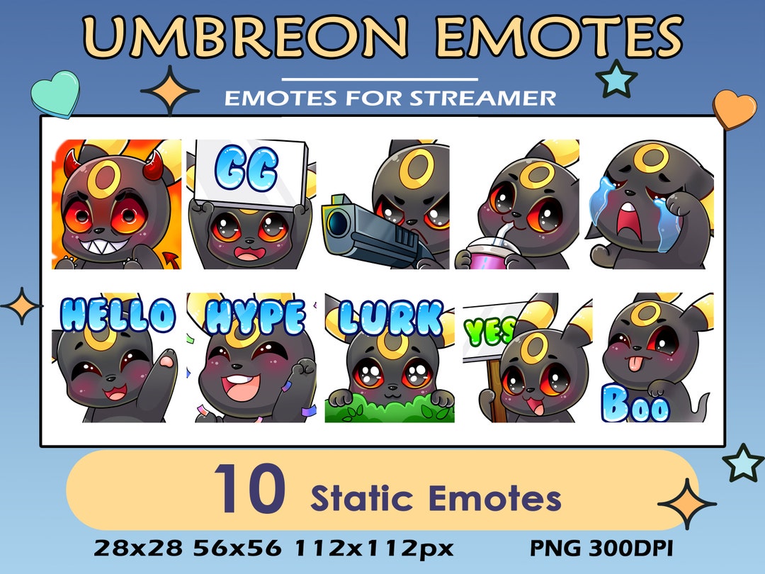 Umbreon Emotes: Static Twitch Streamer Pack (10 PNG) - Etsy