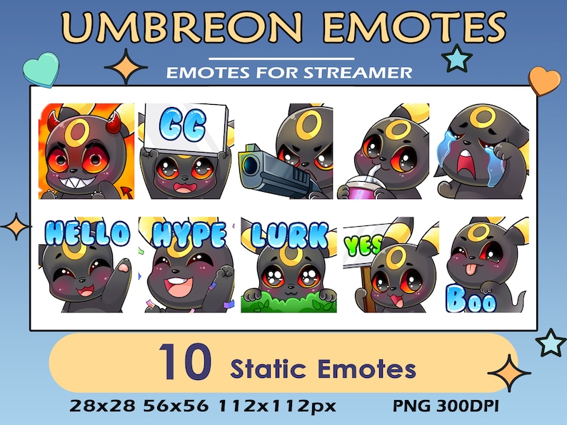 10 Umbreon Twitch Pack Static Emotes, Twitch Discord Youtube Boo, GG ...