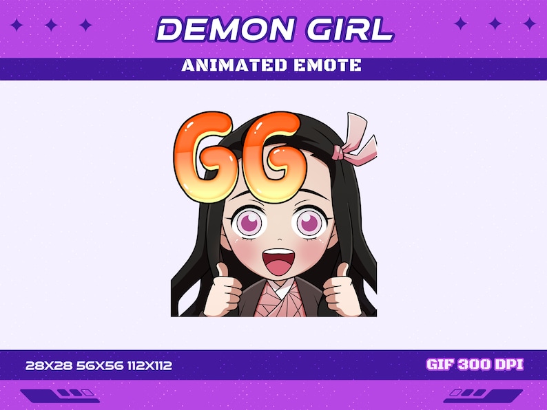 GG Demon Fighter Girl Animated Anime Emote, GG Anime Demon Girl Fighter ...