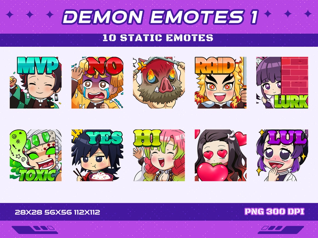 10 Demon Fighter Static Anime Emotes, 10 Anime Demon Fighter Emotes ...