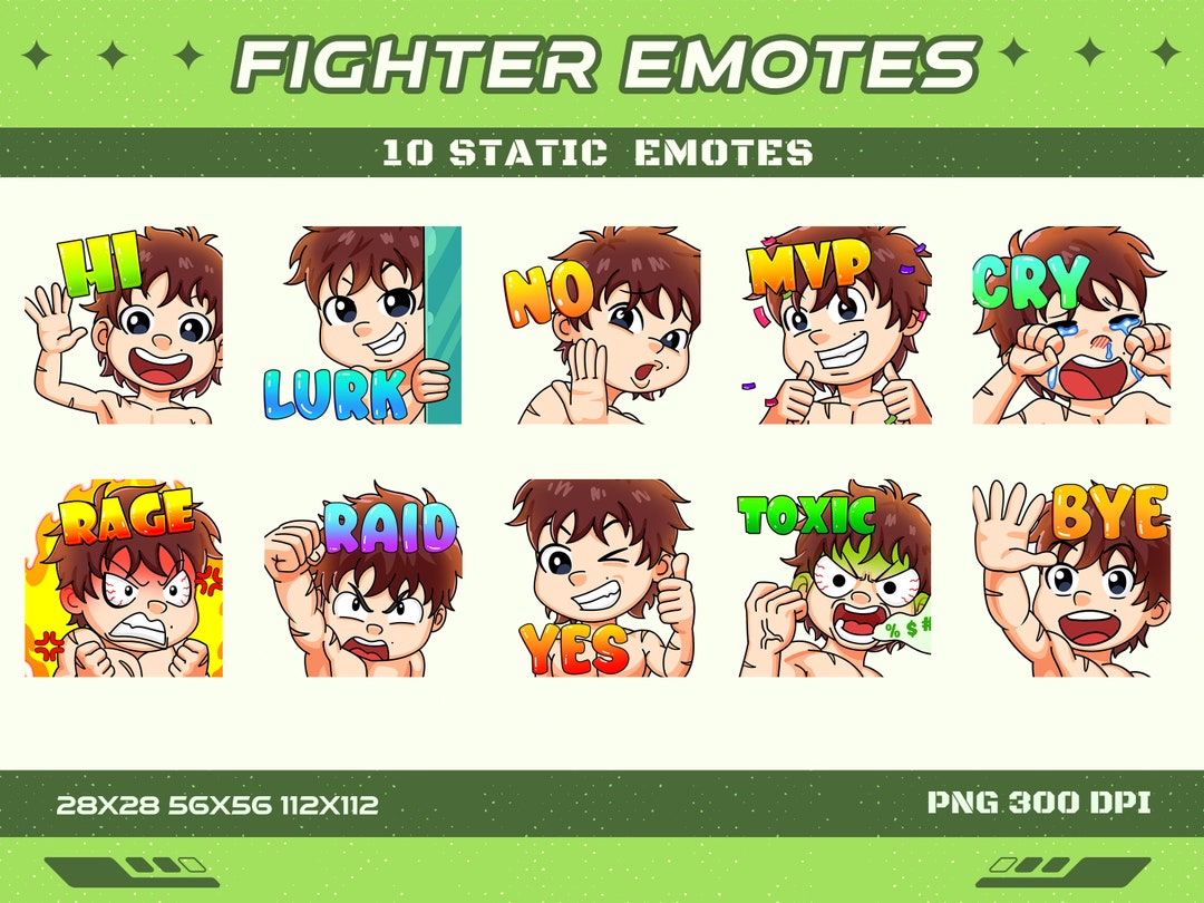 10 Legendary Fighter Anime Emotes: Twitch, Discord, Youtube (PNG ...