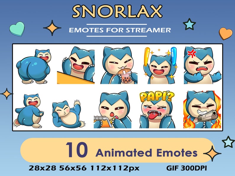 Snorlax Animated Emotes Pack: Twitch, Discord, Youtube (GIF) - Etsy