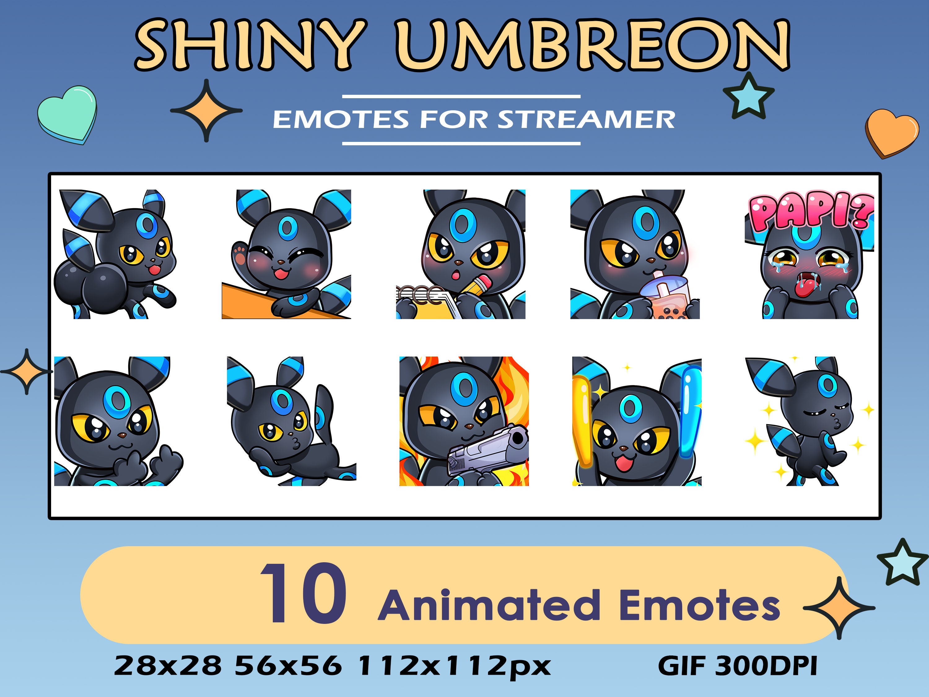 Shiny Umbreon Animated Emotes: Twitch, Discord, Youtube (GIF) - Etsy