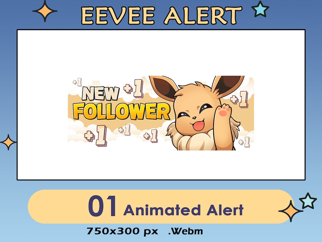 New Follower Eevee Twitch Animated Alert, New Follower Eevee Pokemon ...