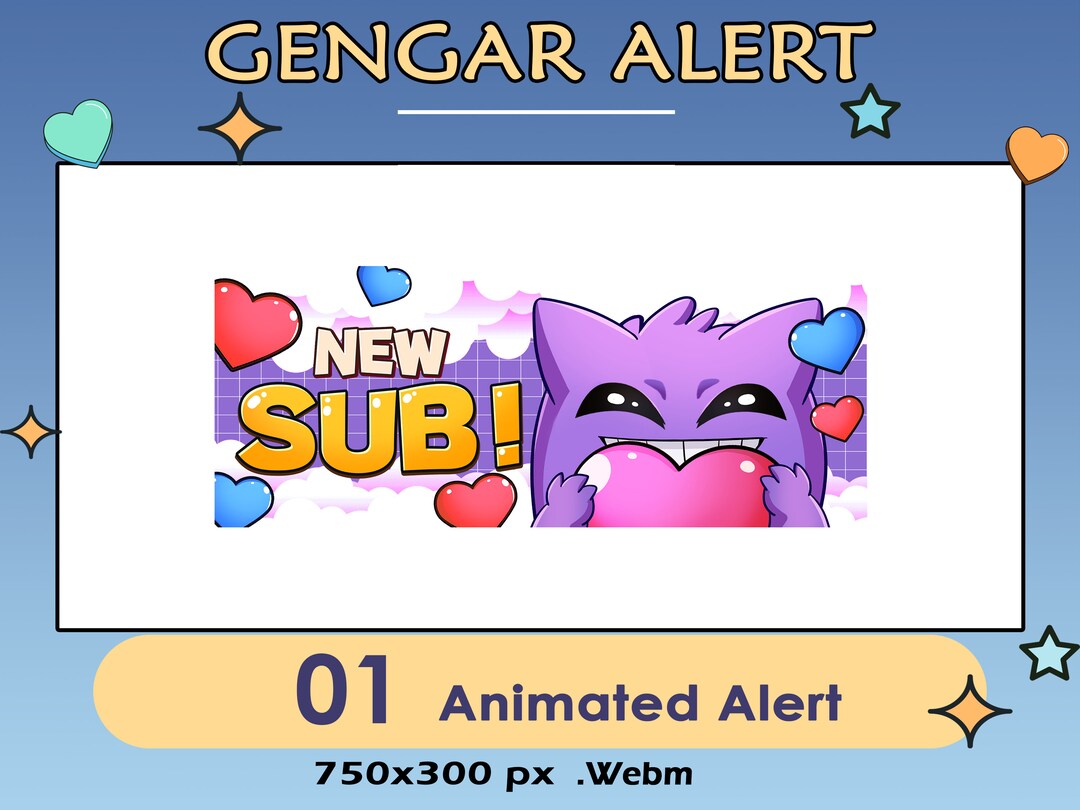 Gengar New Sub Animated Twitch Alert, Stream Alert Animated Sub, Webm ...