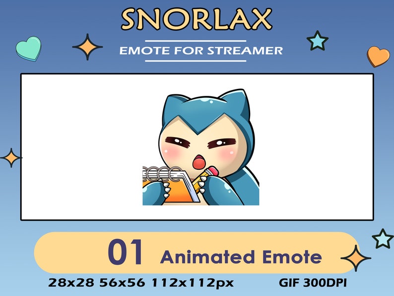 Take Note Snorlax Pokemon Animated Emote, Animated Note Taking Snorlax ...