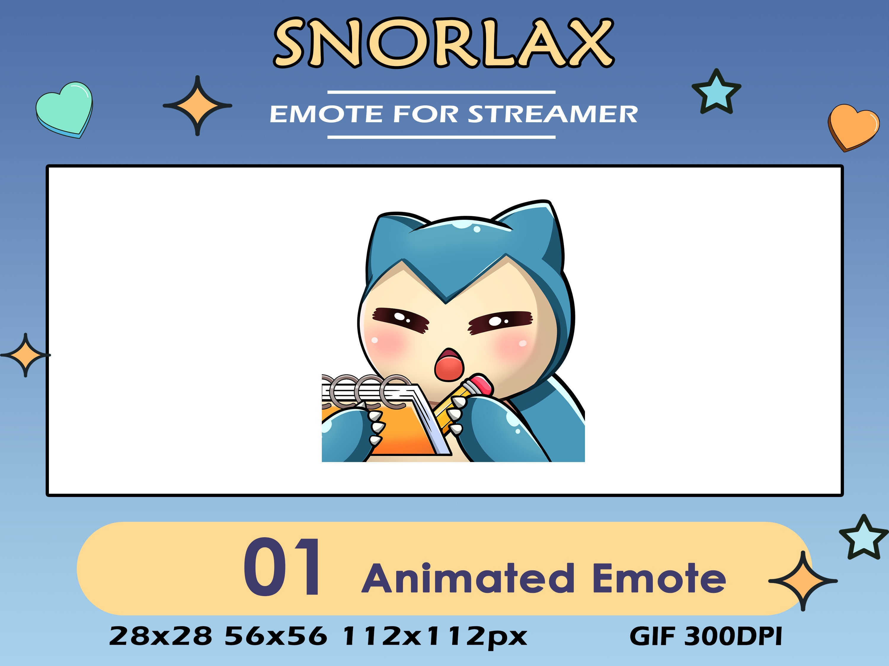 Take Note Snorlax Pokemon Animated Emote, Animated Note Taking Snorlax ...