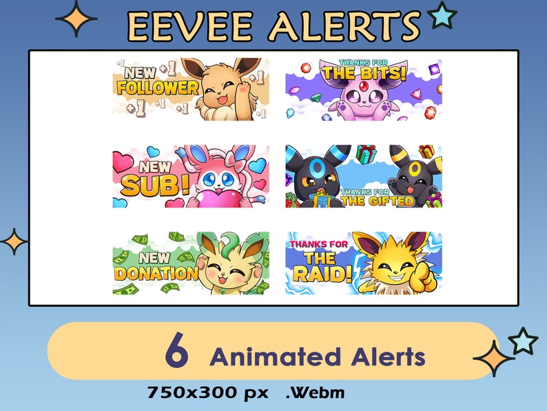 Anime Eevee Animated Twitch Alerts: Follower, Sub, Donation (webm File ...