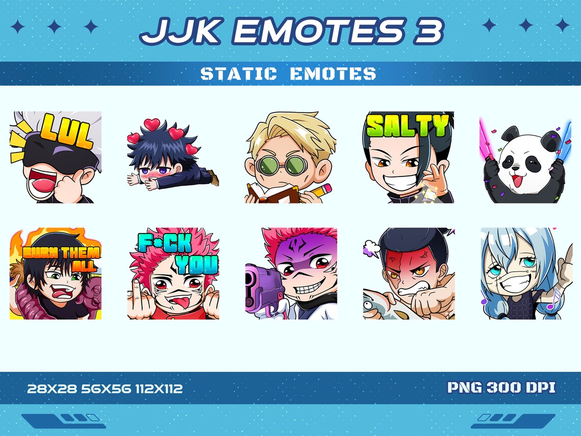 10 JJK Curse User Animated Anime Emotes Pack 3, 10 JJK Anime Animated ...