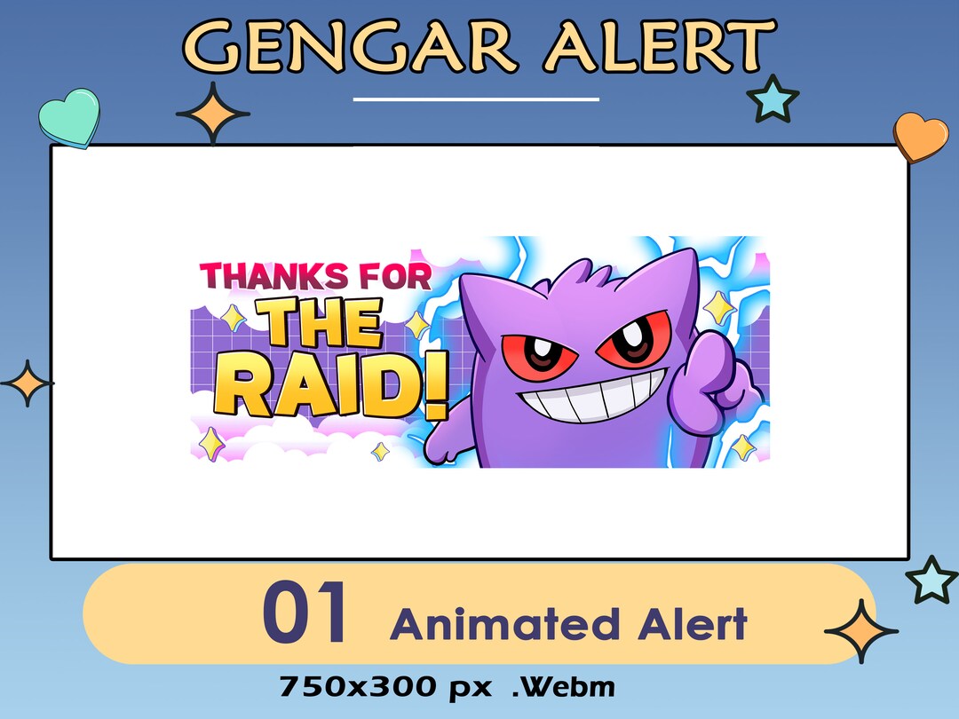 Gengar Thanks for the Raid Animated Twitch Alert, Stream Alert Animated ...
